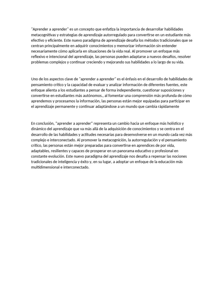 Aprender a aprender | PDF