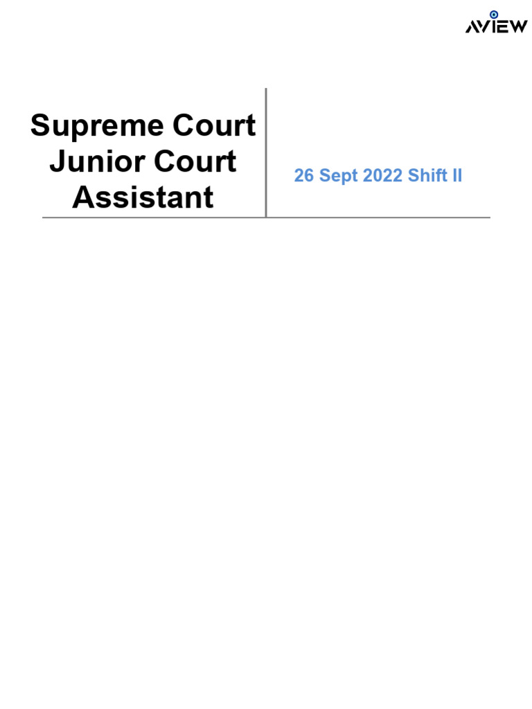 Supreme Court Junior Court Assistant 26 Sept 2022 Shift II | PDF