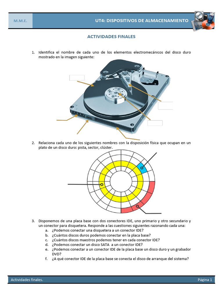 MME UT4-Actividades4 2-DiscosEInterfaces | PDF | Hardware de la computadora | Disco duro