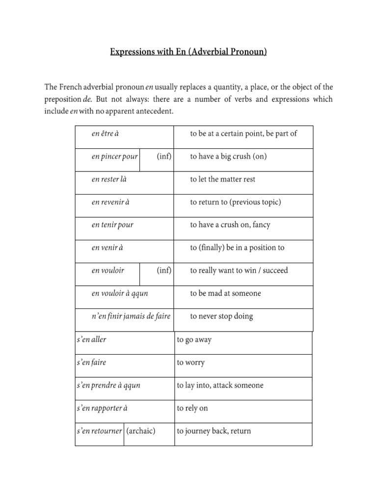 Les Expressions Avec 'En' | PDF