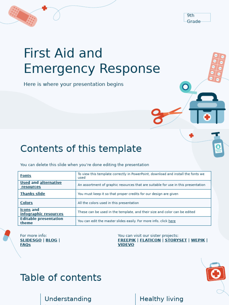 First Aid and Emergency Response - 9th Grade by Slidesgo | PDF | Well ...