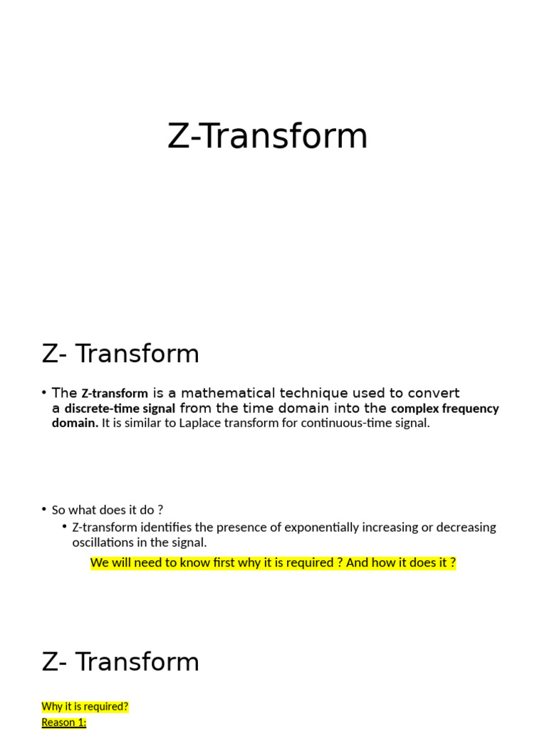 Z Transform | PDF | Laplace Transform | Mathematical Analysis Z Transform | PDF | Laplace Transform | Mathematical Analysis