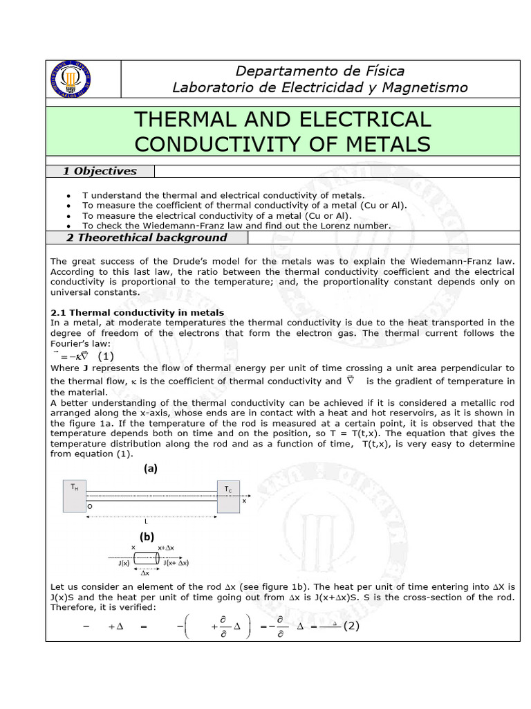 Thermal Electric Conductvity Metals | PDF | Electrical Resistivity And ...