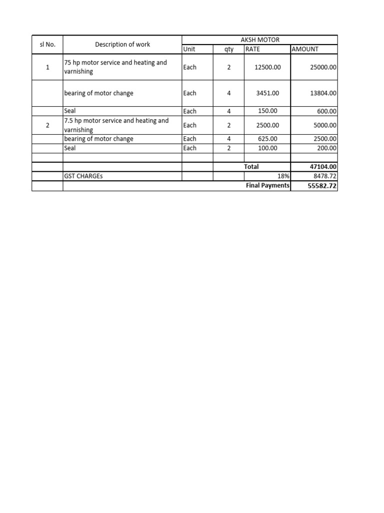 Fire Pump Service Detials Pre-Invoice | PDF