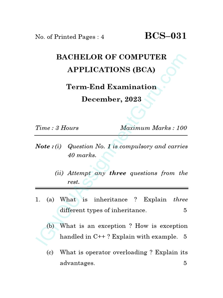 28._Dec_2023 BCS-031 IGNOUAssignmentGuru.com | PDF | C++ | Class (Computer Programming)