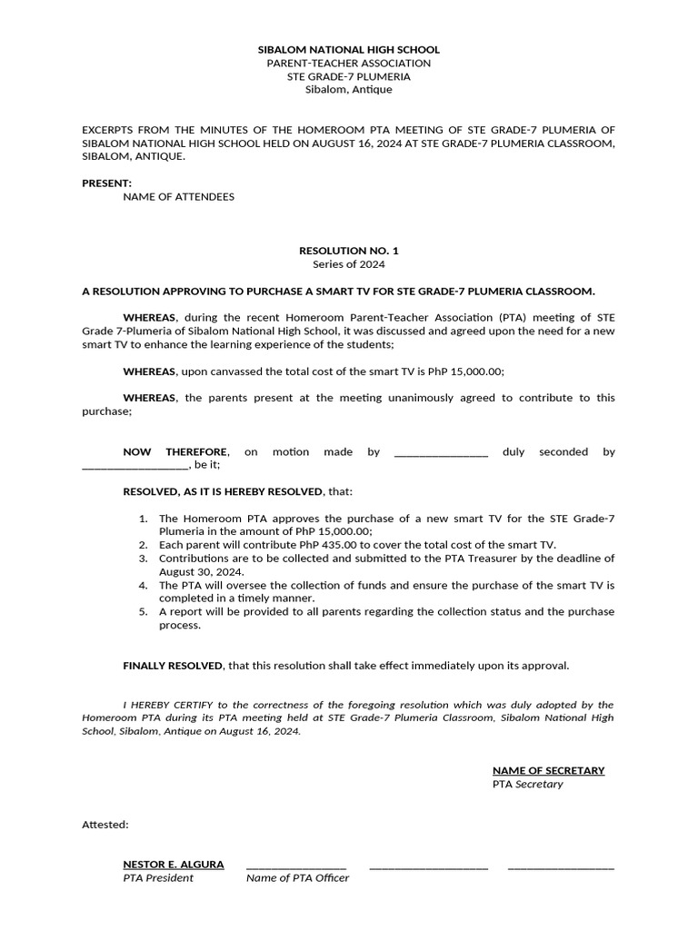 PTA-Resolution (1) | PDF