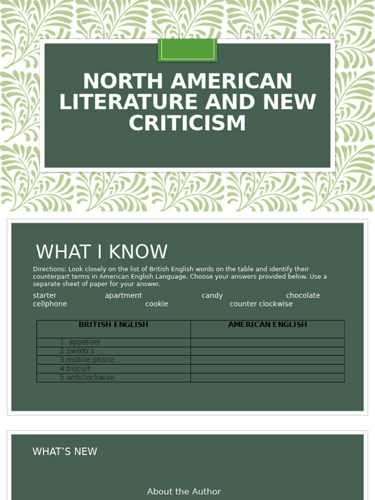 North American Literature and New Criticism | PDF | Poetry