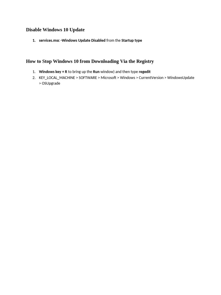Disable Windows 10 Update | PDF Disable Windows 10 Update | PDF