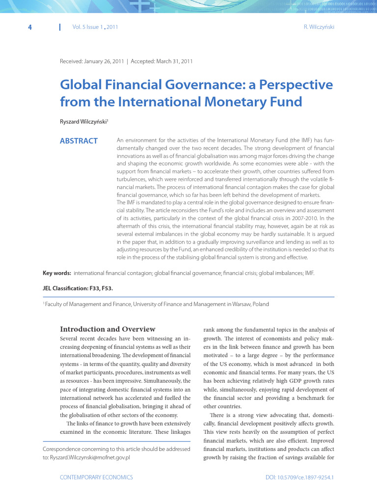 Global Financial Governance A Perspective From The International ...