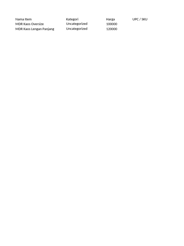 Product List - (Nama Tenant) | PDF