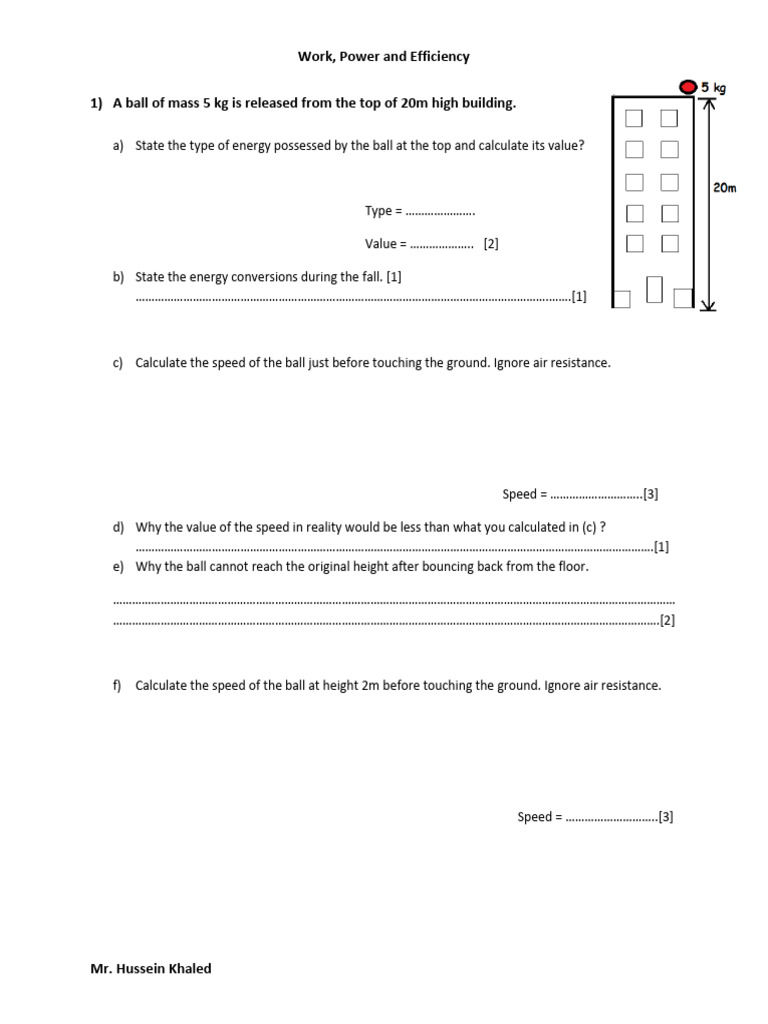 Energy Sheet Igcse Core Level Physics | PDF | Fuels | Energy Technology