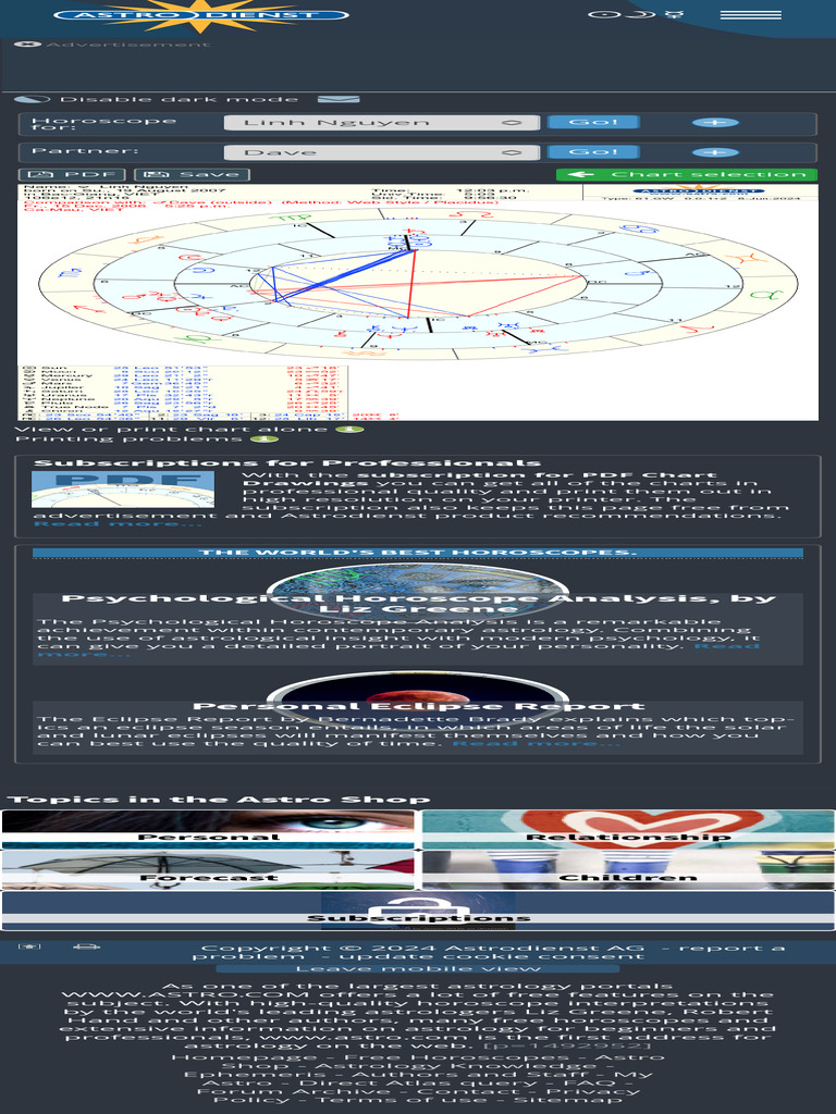 Free Astrology Chart - Astrodienst 3 | PDF