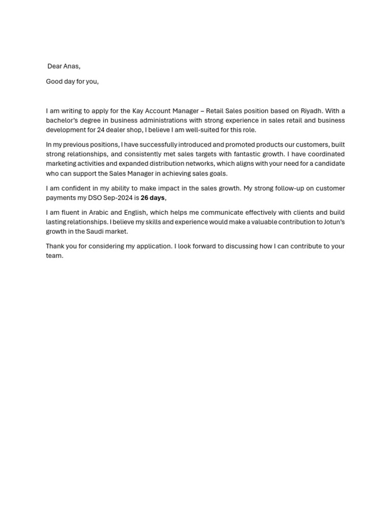 Cover Letter M | PDF