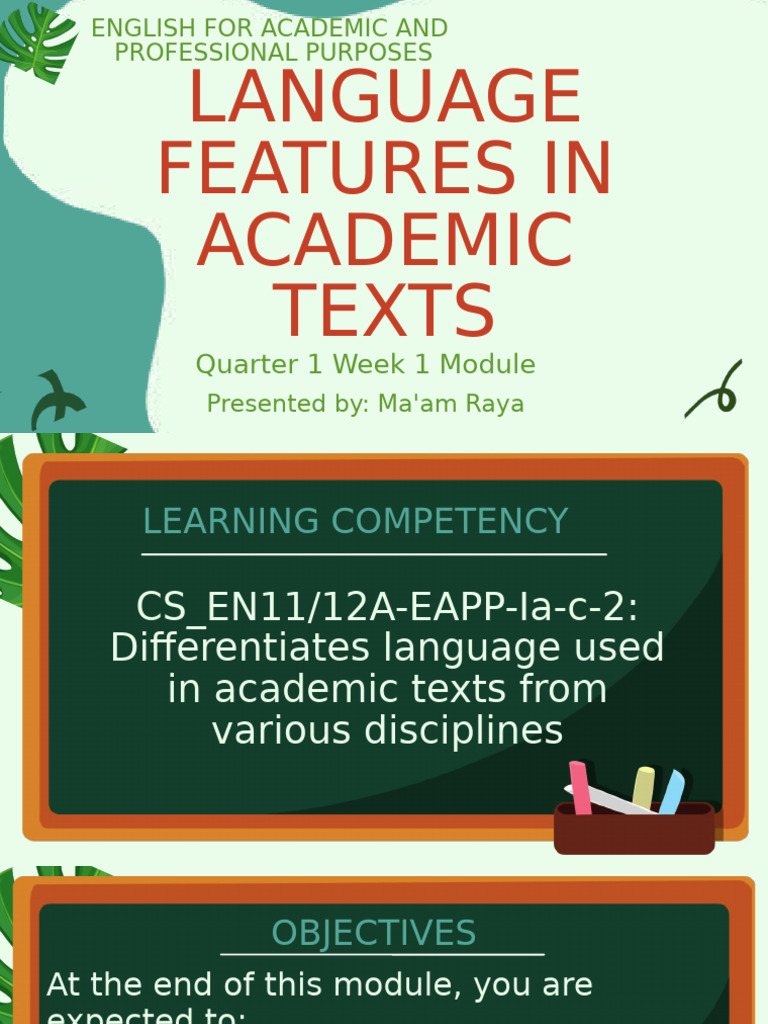 M1-Language Features in Academic Texts | PDF | Thesis | Verb