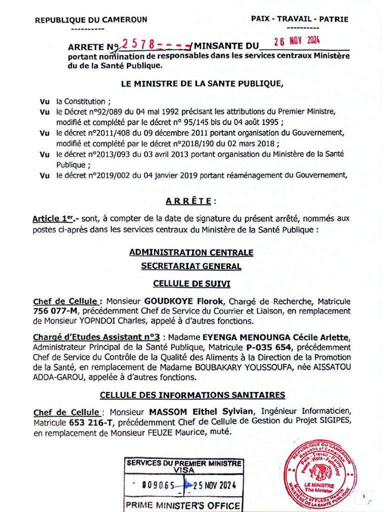Arrêté MINSANTÉ 2578 Nov 2024 | PDF