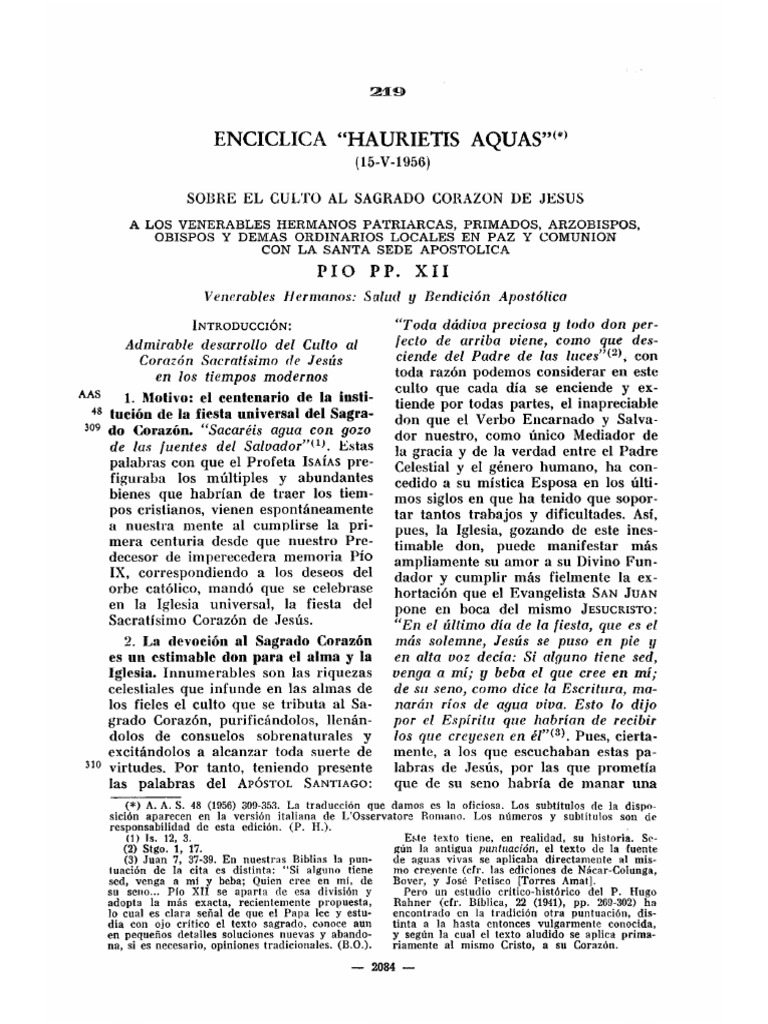 219 - Haurietis Aquas - Pio XII | PDF | Amor | Jesús
