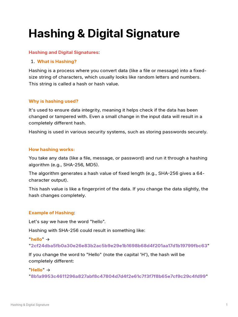 Hashing Digital Signature | PDF | Public Key Cryptography | Encryption