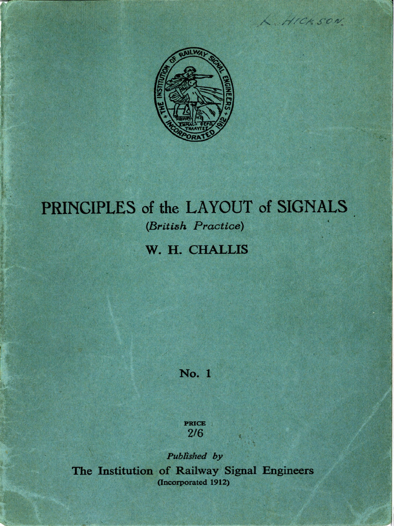 IRSE Green Book No.1 Principles of The Layout of Signals (British ...