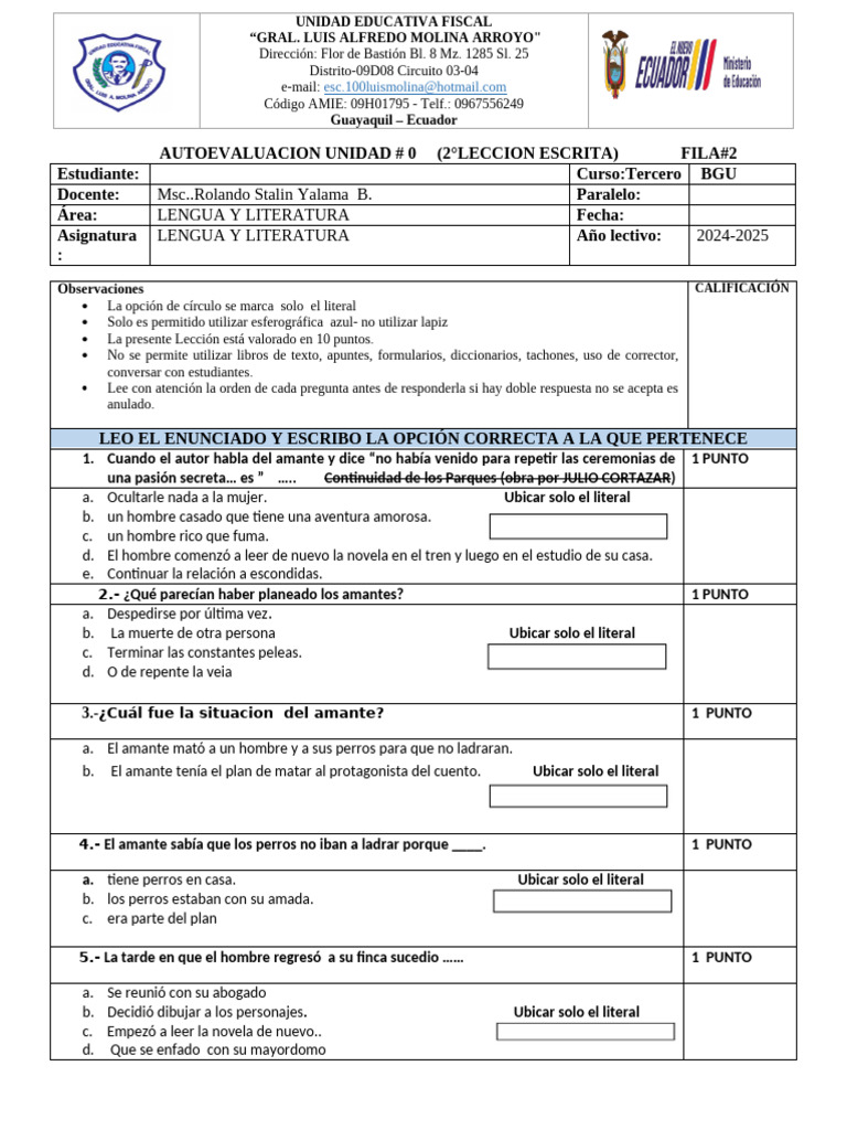 2_leccion escrita3bgu_b_c1trimestre fila_2 | PDF