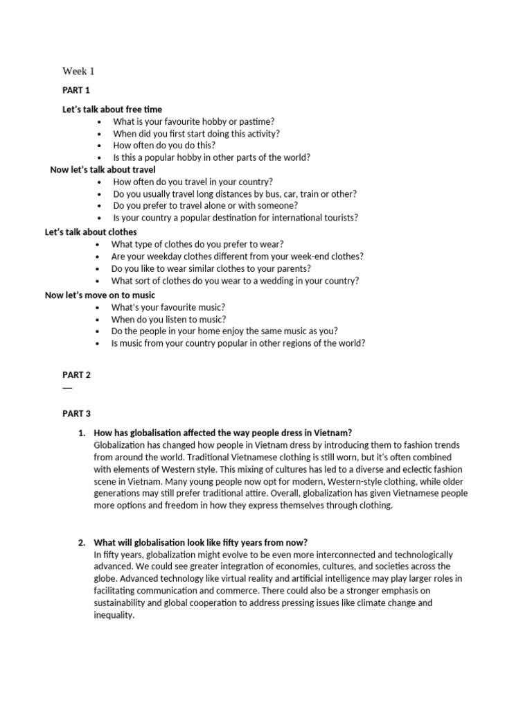 T NG H P Speaking IU | PDF | Globalization | Poverty