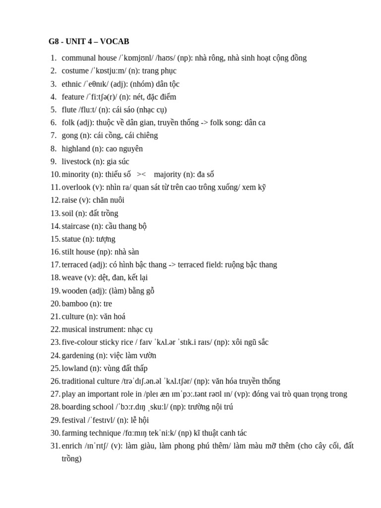 G8 - Unit 4 - Vocab | PDF