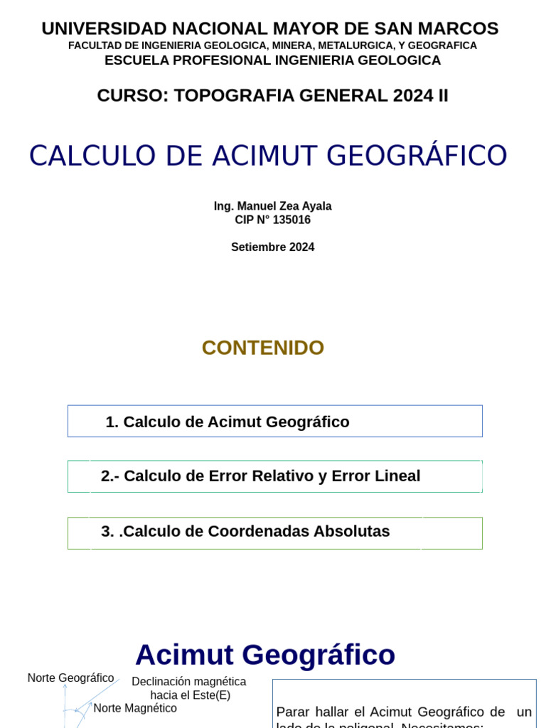 Calculo de Acimuts y Coordenadas | PDF | Azimut | Geodesia
