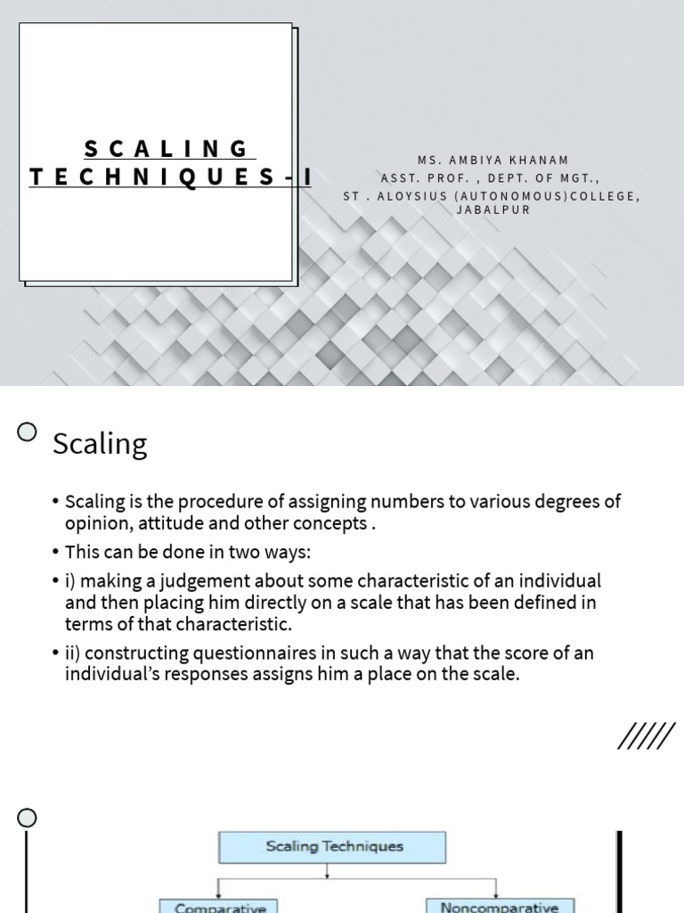 PART-4 Scaling Techniques - I | PDF | Likert Scale | Psychology