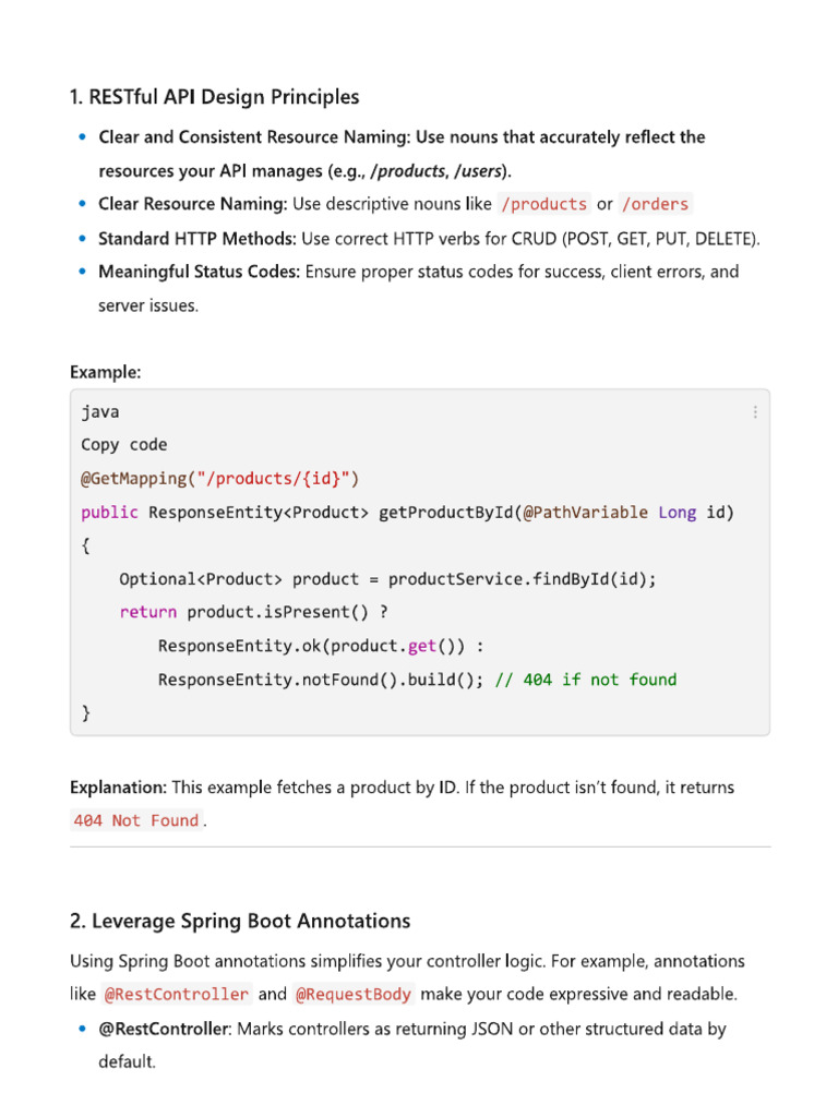 10 Best Practices For Writing Spring Boot APIs | PDF
