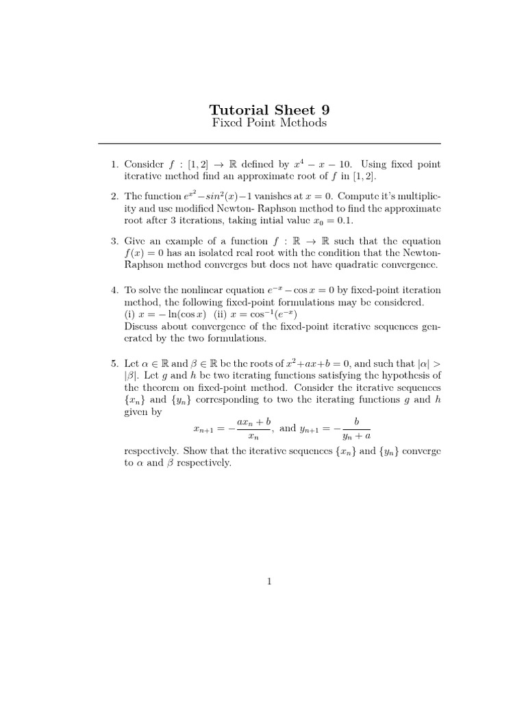 MA 214 Tutorial 9 | PDF