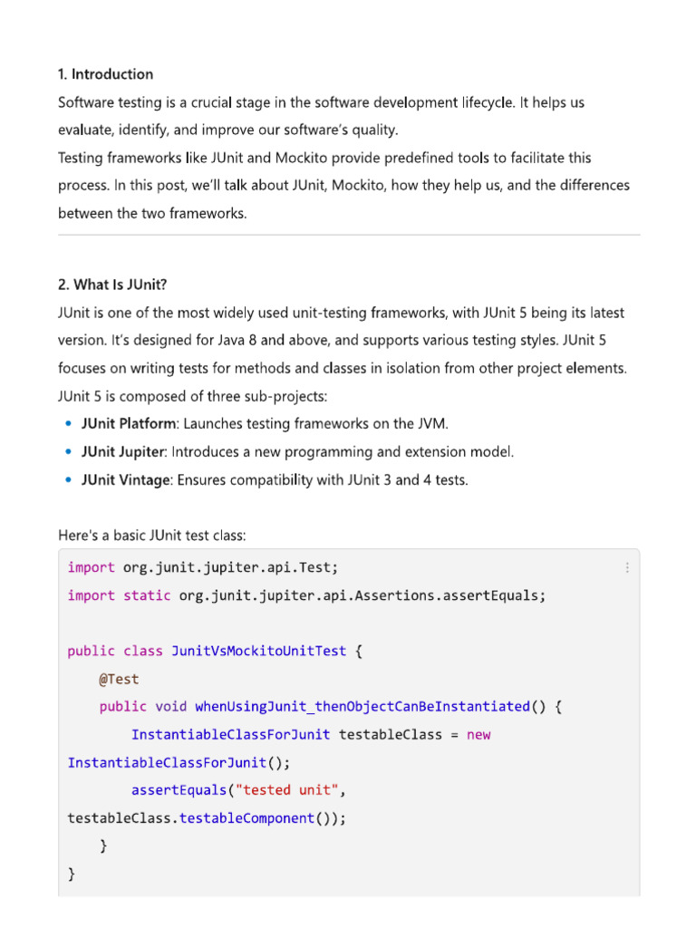 JUnit Vs Mockito | PDF