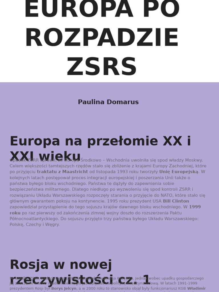Europa Po Rozpadzie ZSRS | PDF