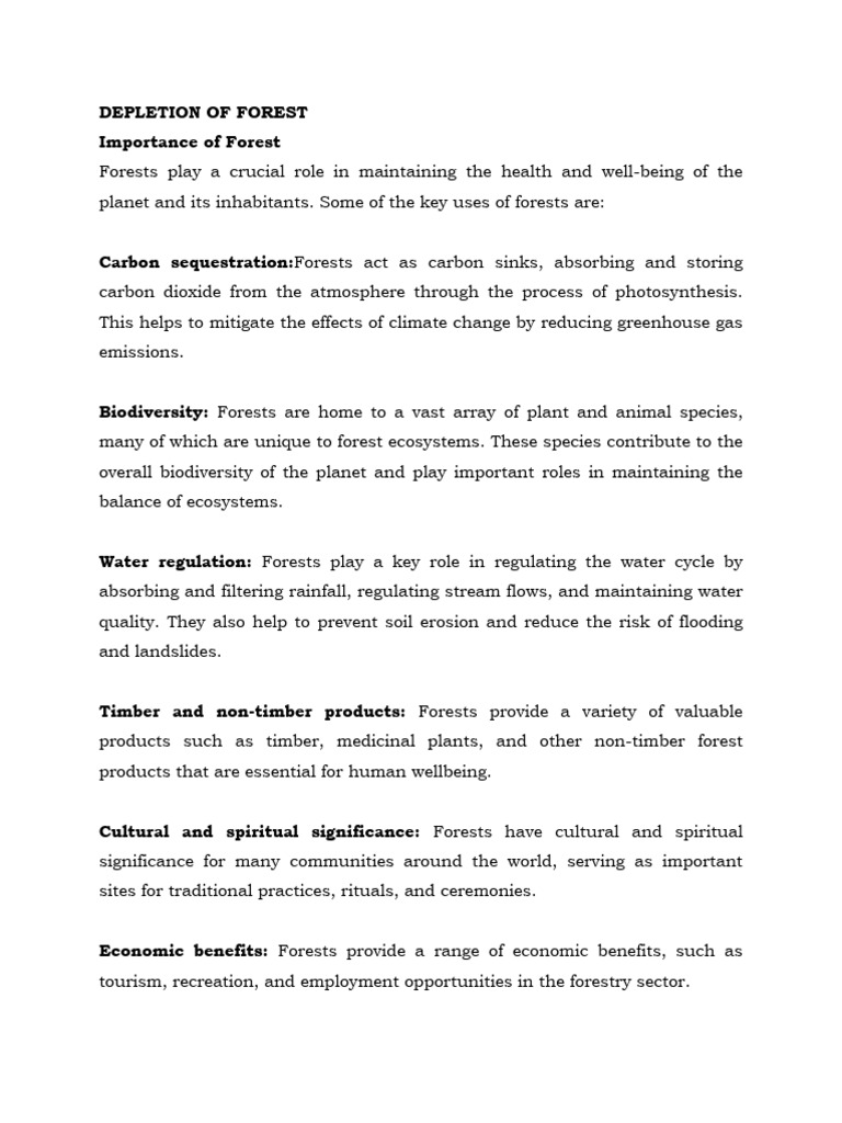 DEPLETION OF FOREST | PDF | Forests | Deforestation