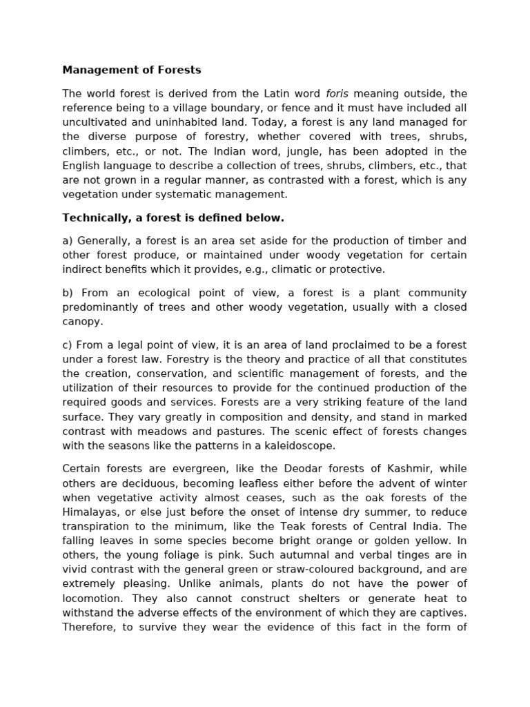 Management of Forests | PDF | Forests | Forestry