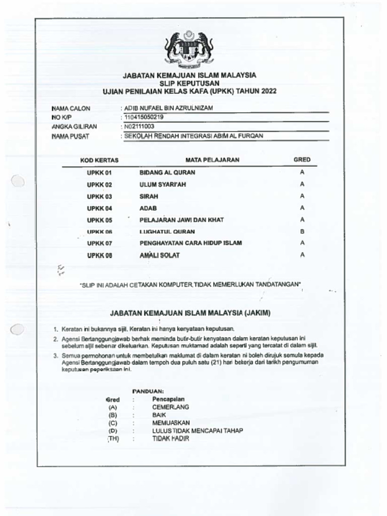 Result Upkk Bahasa 2023 | PDF