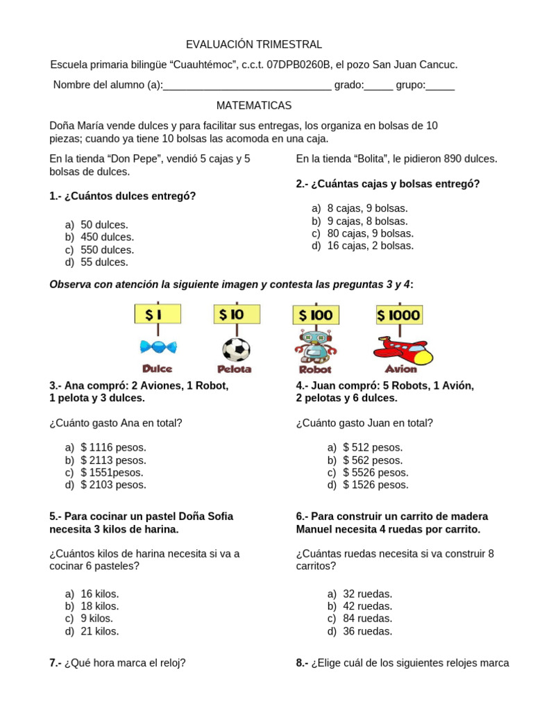 Evaluación Trimestral | PDF