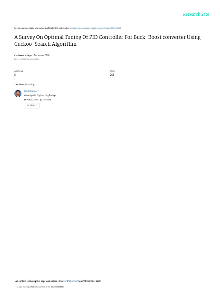 ASurveyOnOptimalTuningOfPIDControllerForBuck-BoostconverterUsingCuckoo ... ASurveyOnOptimalTuningOfPIDControllerForBuck-BoostconverterUsingCuckoo ...