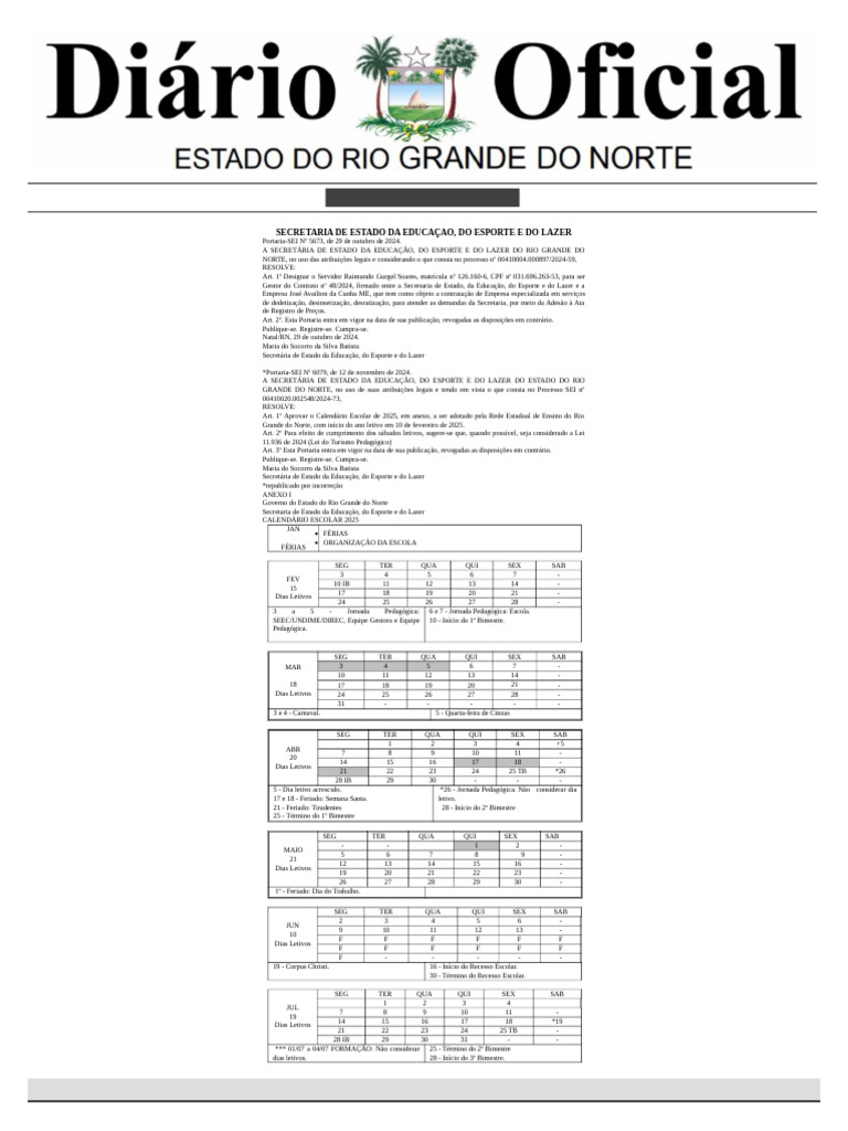 CalendárioEscolar_SEEC_2025 | PDF
