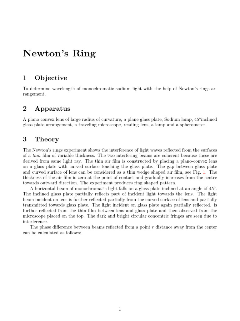 Newtons Ring | PDF | Atomic | Electrodynamics