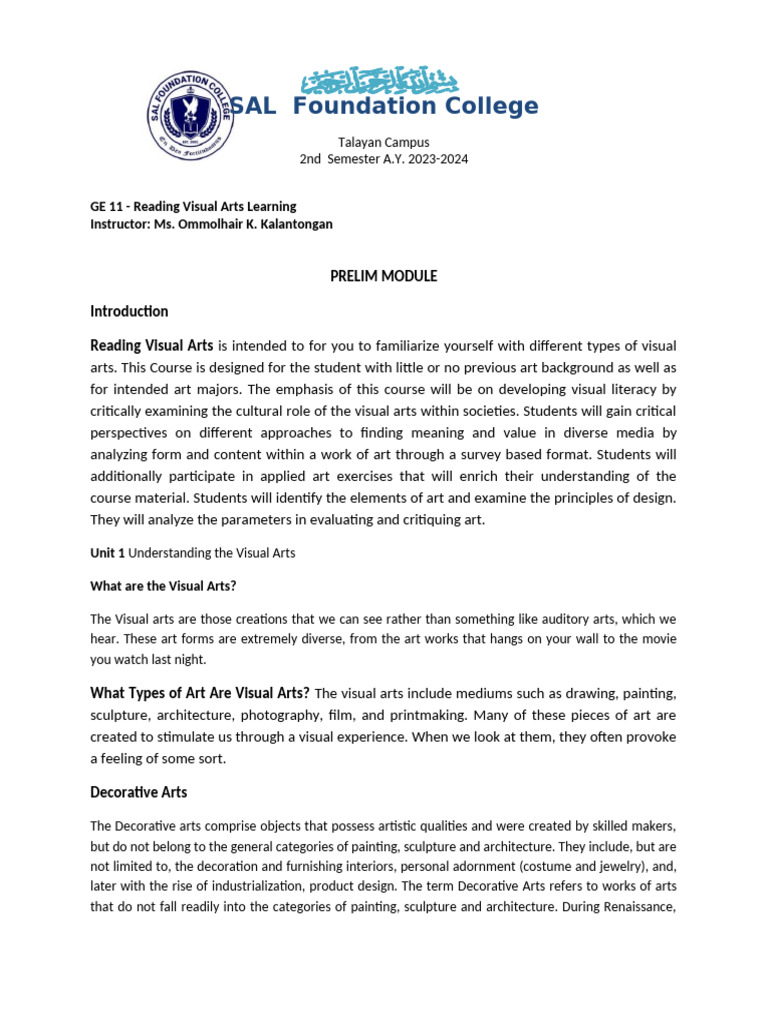 RVA MODULE | PDF | Composition (Visual Arts) | Abstract Art