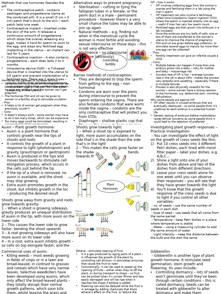Paper 2 Biology Posters | PDF | In Vitro Fertilisation | Auxin