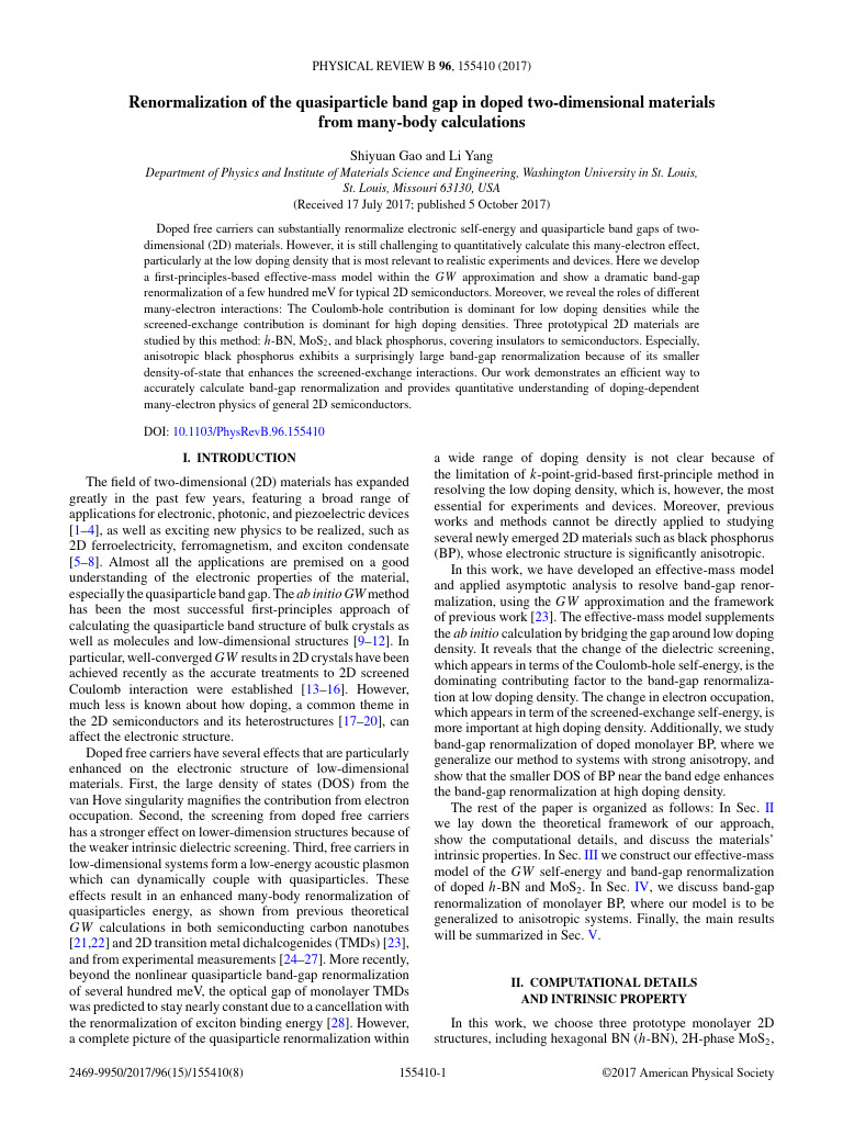 Band Gap Renormalization | PDF | Band Gap | Doping (Semiconductor)
