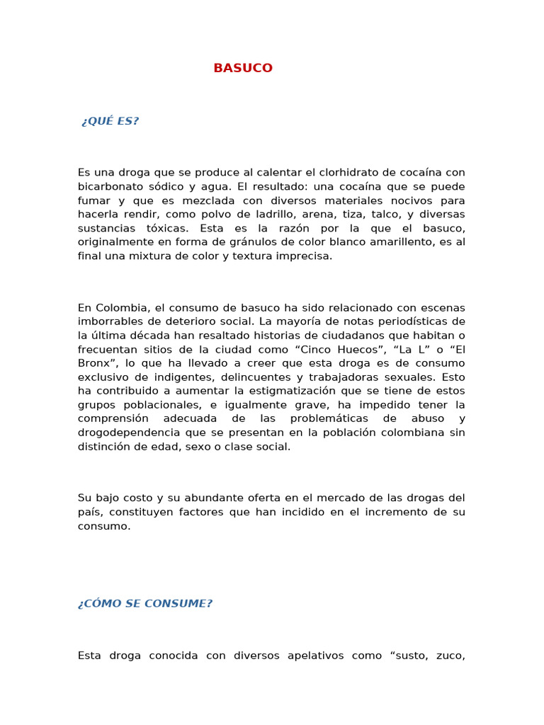 BASUCO datos | PDF | La dependencia de sustancias