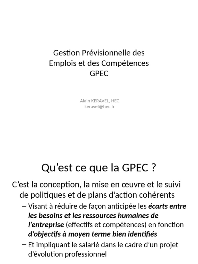 GPEC | PDF | Gestion des ressources humaines | Économie