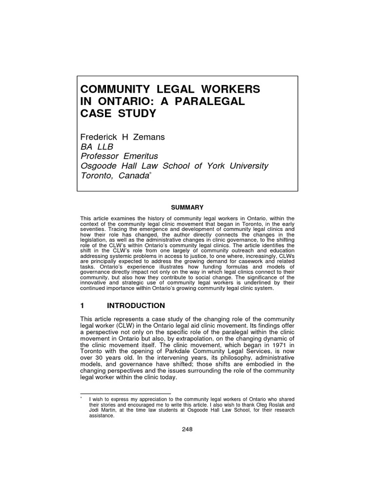 Ontario Paralegal Case Study | PDF | Legal Aid | Lawyer