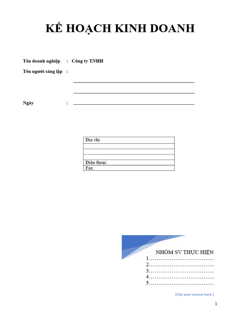 2 Ban KHKD Mau Bang Ke Hoach Kinh Doanh | PDF