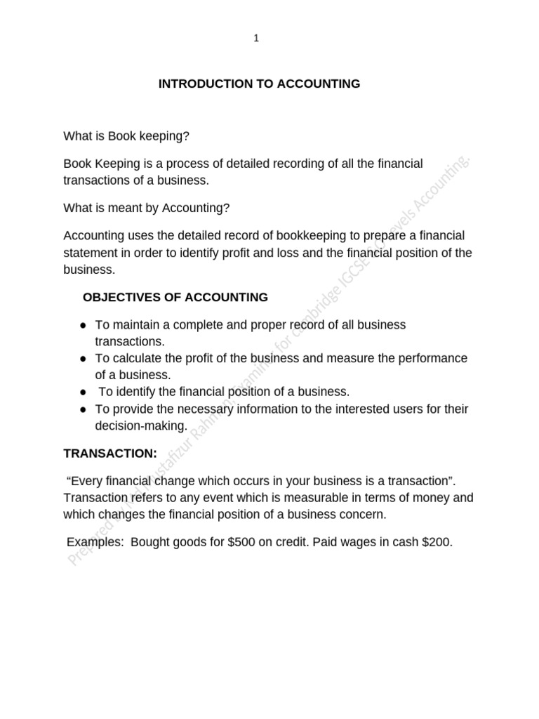 Introduction To Accounting | PDF | Debits And Credits | Bookkeeping