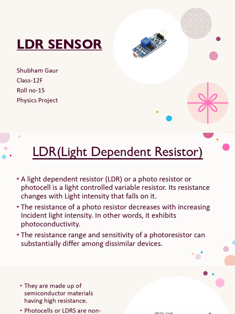 LDR Sensor Physics Class-12 | PDF | Electrical Resistance And ...