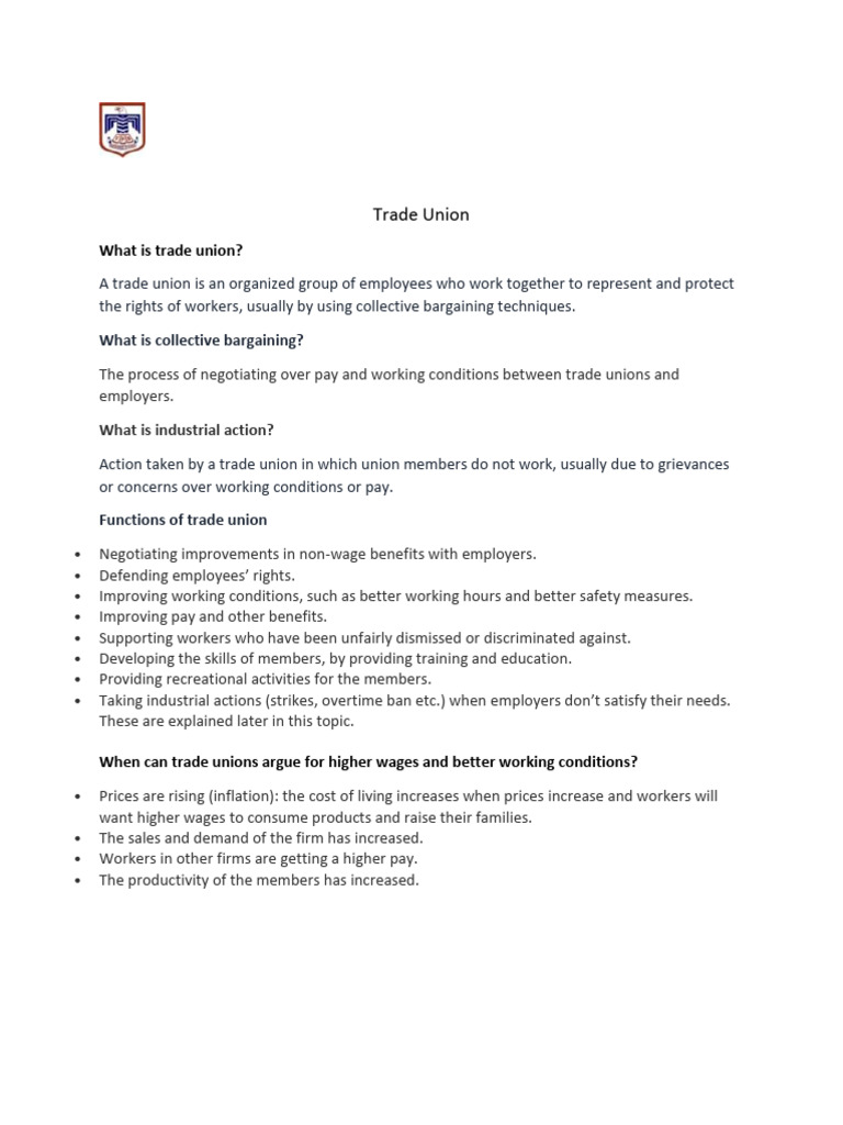 Understanding Trade Unions and Their Roles | PDF