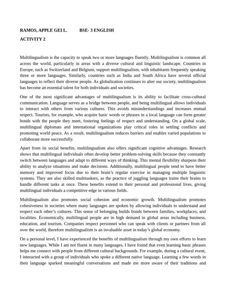 Benefits of Multilingualism Explained | PDF | Multilingualism | Cognition