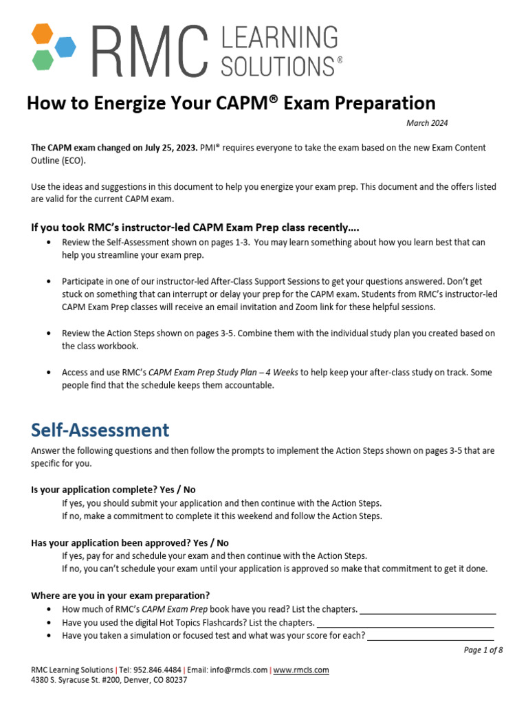 RMC-How_to_Energize_Your_CAPM_Exam_Preparation | PDF | Learning | Cognition